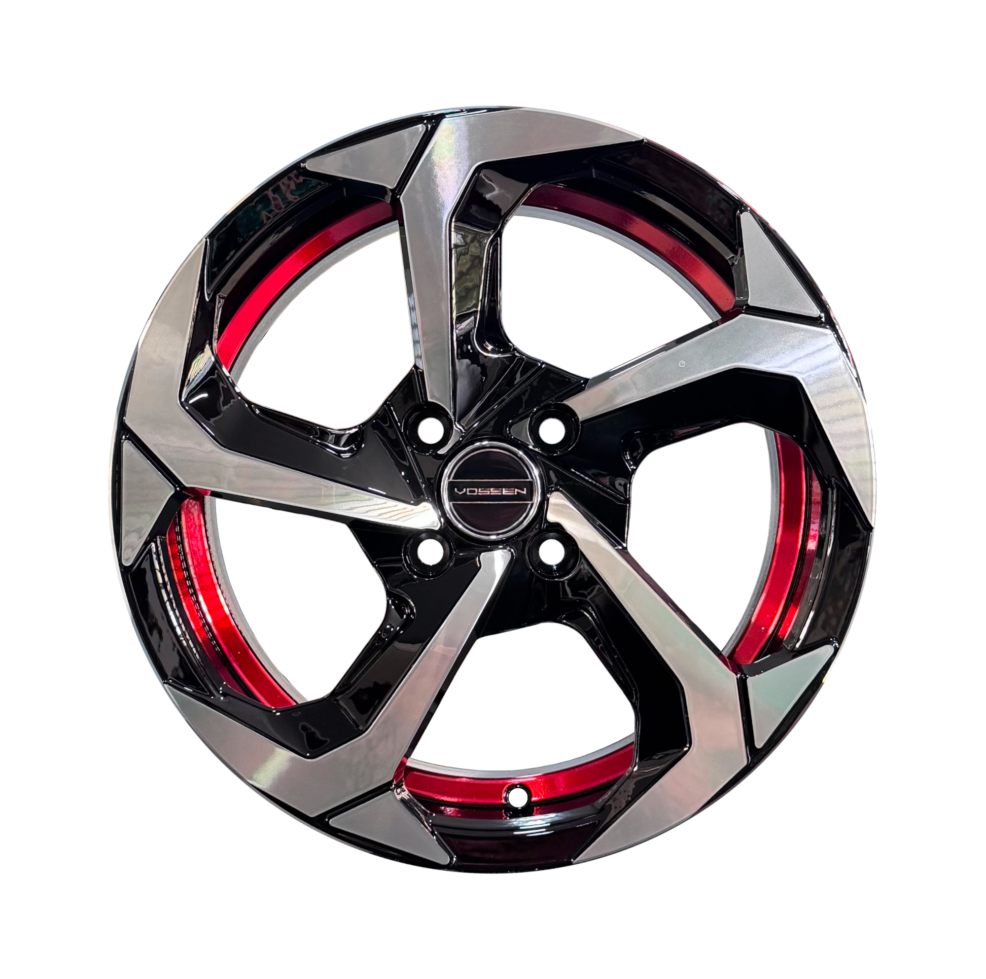 Rines r15x7 4×100 QC2058 R1 Black Machine Face Red Line - TireTop