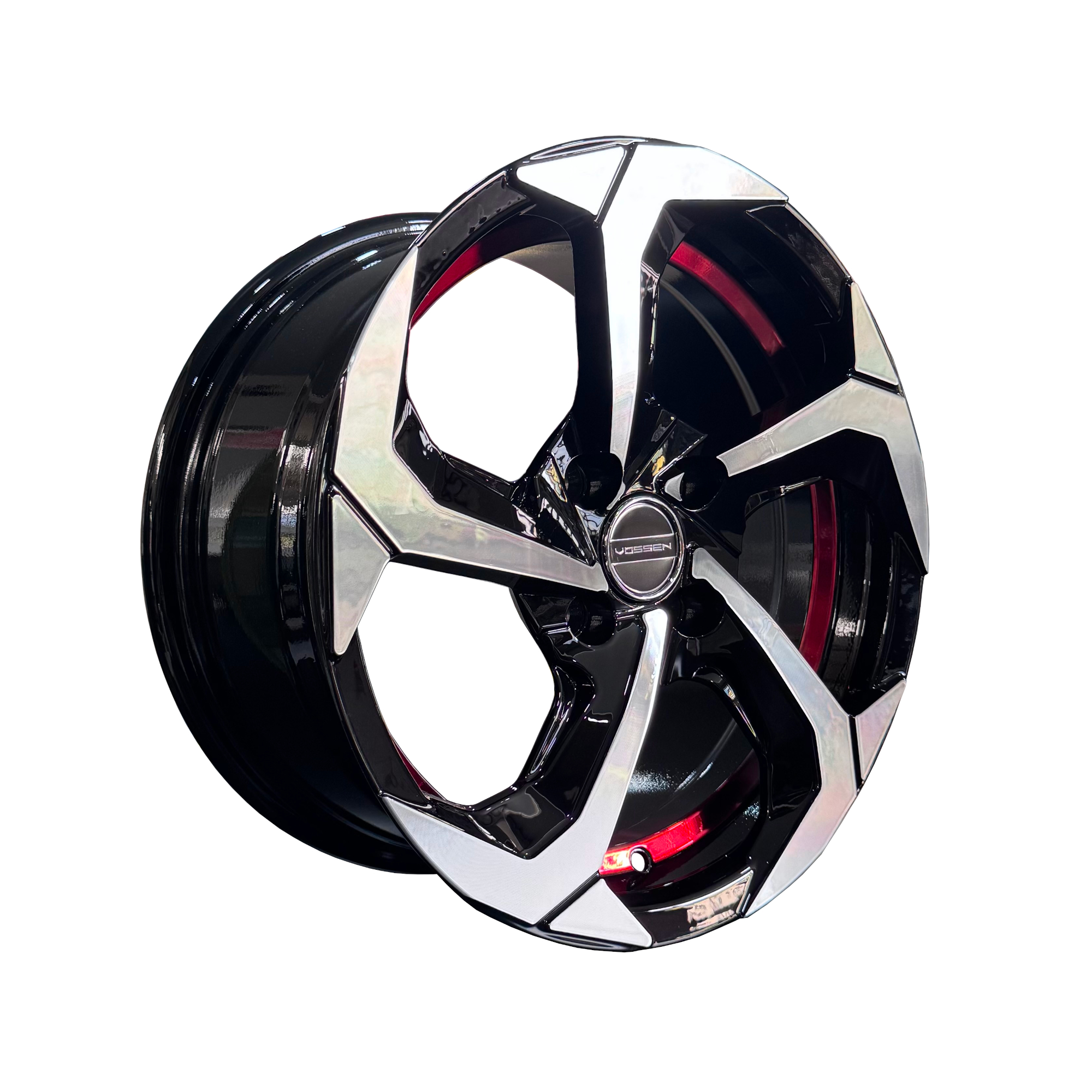 Rines r15x7 4×100 QC2058 R1 Black Machine Face Red Line - TireTop